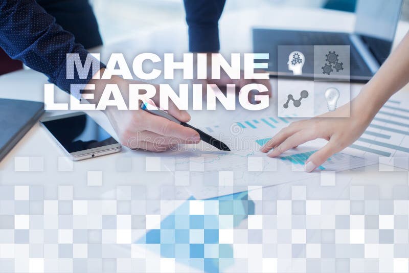 Machine Learning. Text and Icons on Virtual Screen. Business, Internet ...
