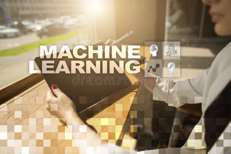 Machine Learning. Text and Icons on Virtual Screen. Business, Internet ...