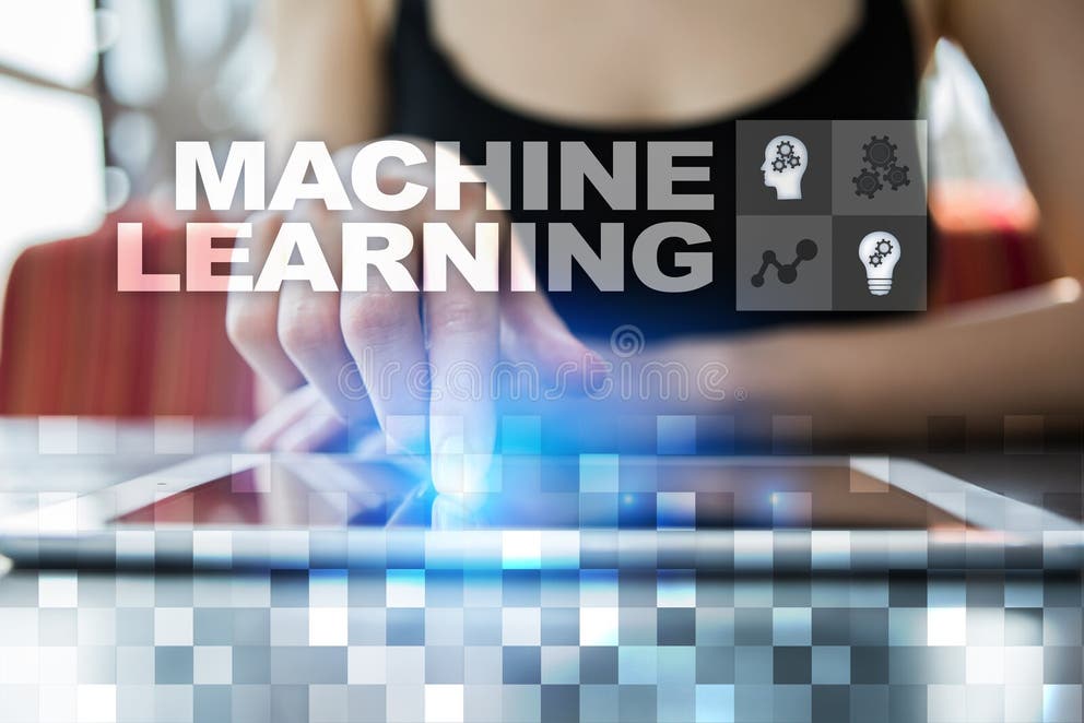 Machine Learning. Text and Icons on Virtual Screen. Business, Internet ...
