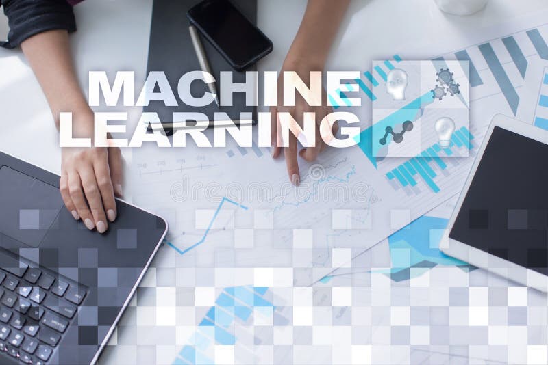 Machine Learning. Text and Icons on Virtual Screen. Business, Internet ...