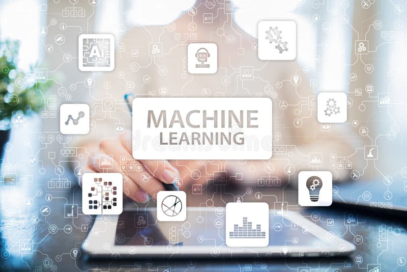 Machine Learning. Text and Icons on Virtual Screen. Business, Internet ...