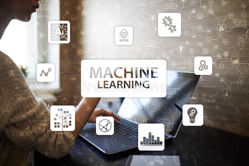 Machine Learning. Text and Icons on Virtual Screen. Business, Internet ...