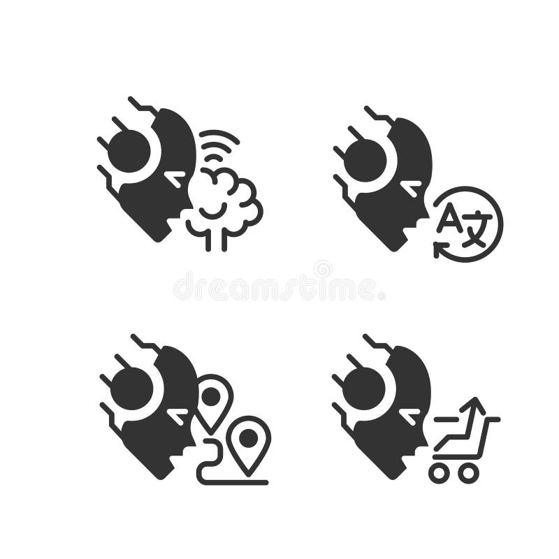 Machine Learning Usage Black Linear Glyph Icons Set Stock Vector ...