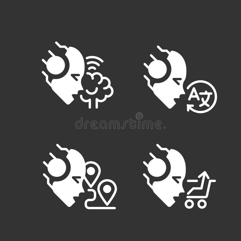 Machine Learning Usage White Linear Glyph Icons Set for Night Mode ...