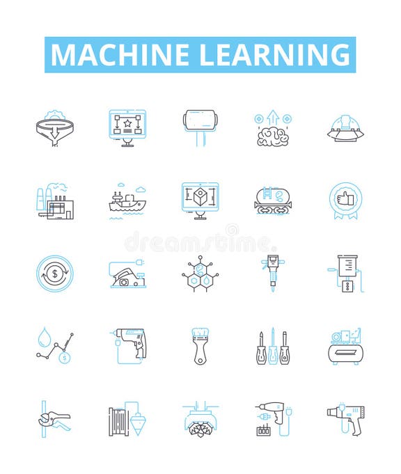 Machine Learning Vector Line Icons Set. Machine, Learning, Artificial ...