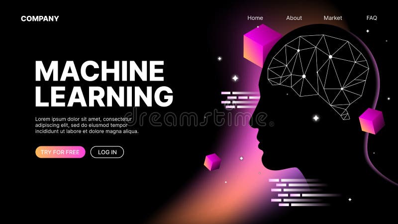 Machine Learning Web Landing Page Template Stock Vector - Illustration ...