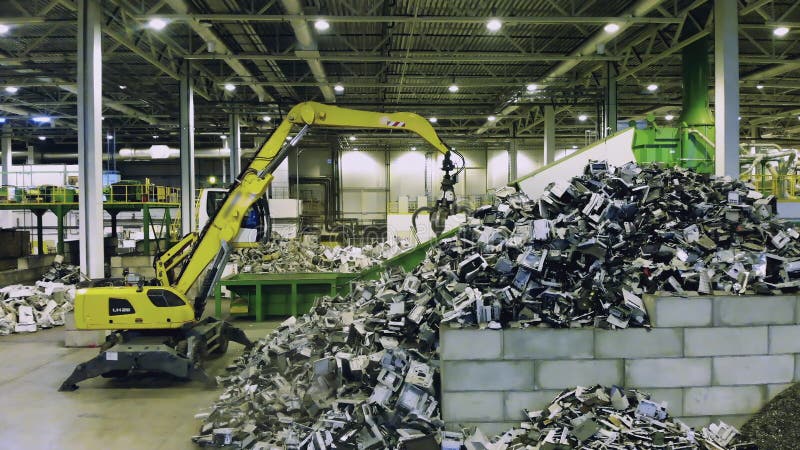 Machine Loads Conveyor with Plastic Trash. Stock Video - Video of ...