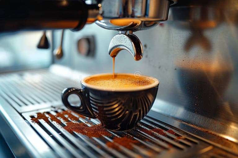 Machine Magic Espresso Cup in a Steel Coffee Machine Stock Illustration ...