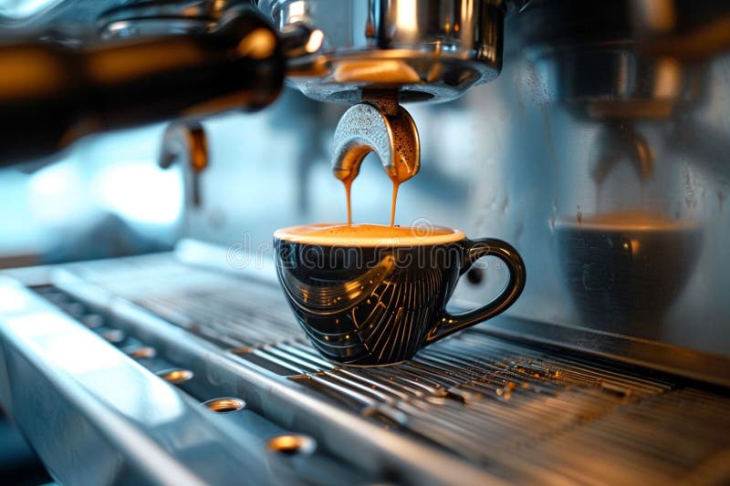 Machine Magic Espresso Cup in a Steel Coffee Machine Stock Illustration ...