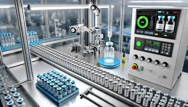 A Machine is Making Bottles of Medicine Stock Photo - Image of machine ...