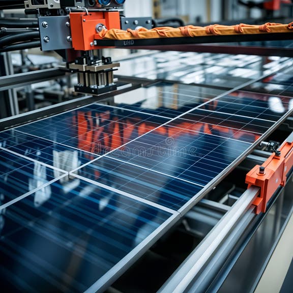 Solar Panels with a Blue Tint are Manufactured by a Machine ...