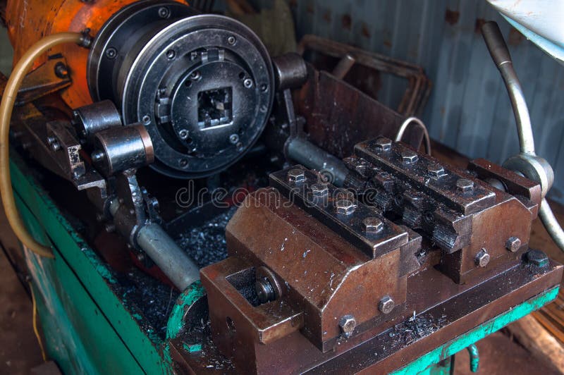Thread Cutting Machine. Steel Metal Cutting Machine Stock Photo - Image ...