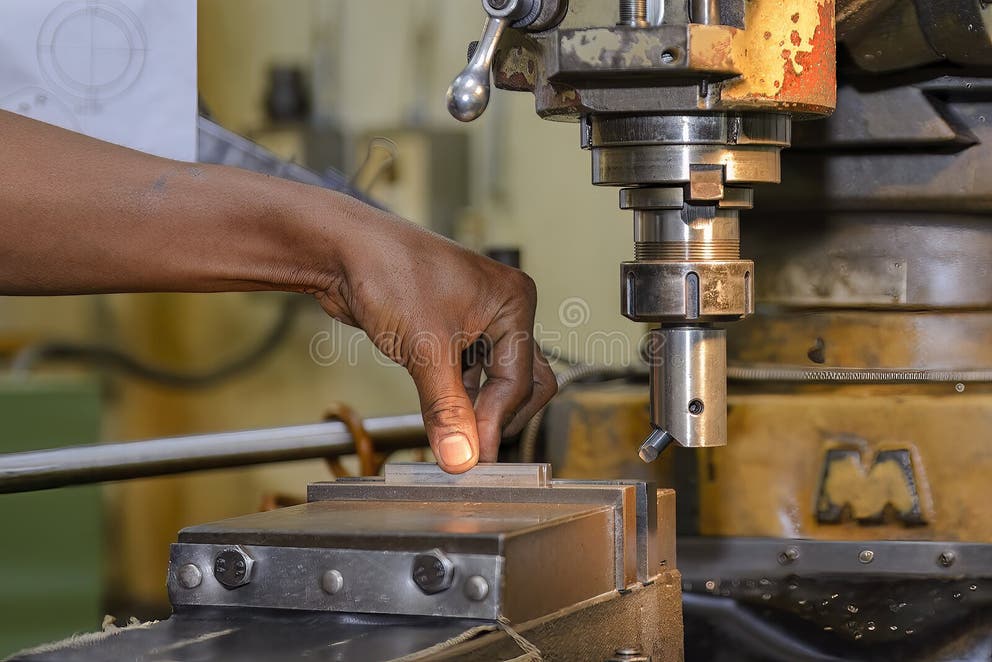 The Machine Operator Setup with NC Milling Machine Stock Photo - Image of mechanical, metal ...