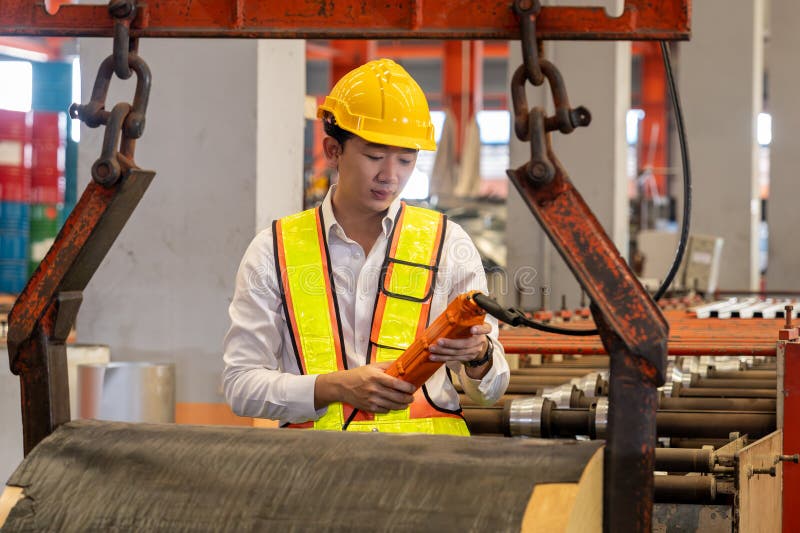 Machine Operator Skillfully Operate Steel Forming Machinery ...