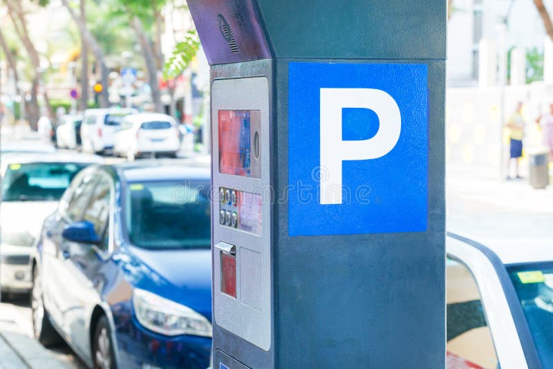 Machine parking. Metering. stock photo. Image of paying - 153166534