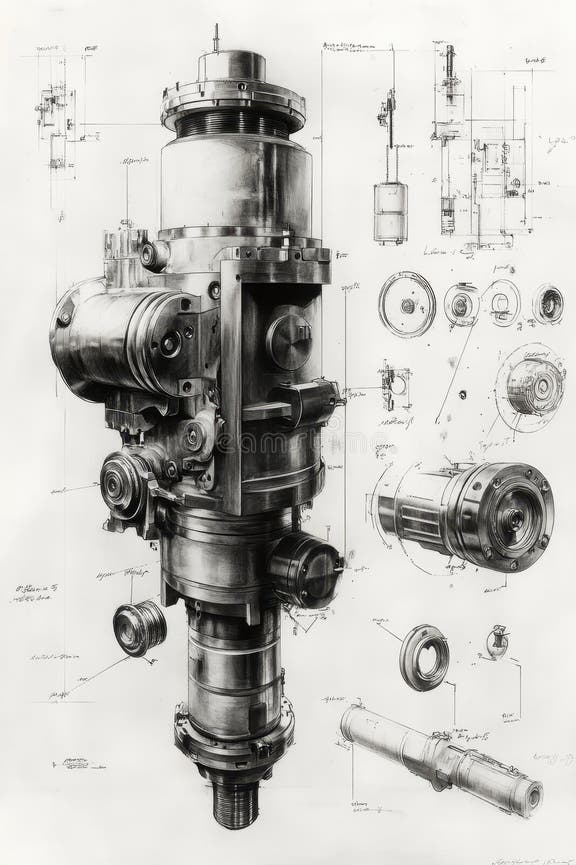 Machine Part Sketch , Machine Part Drawing . Illustration Stock Image ...