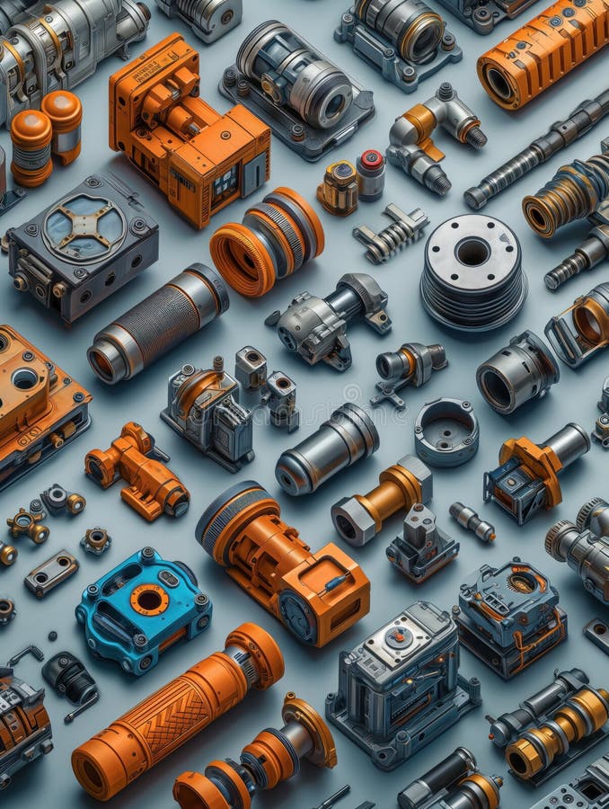 Machine Parts Assorted Background Stock Illustration - Illustration of ...