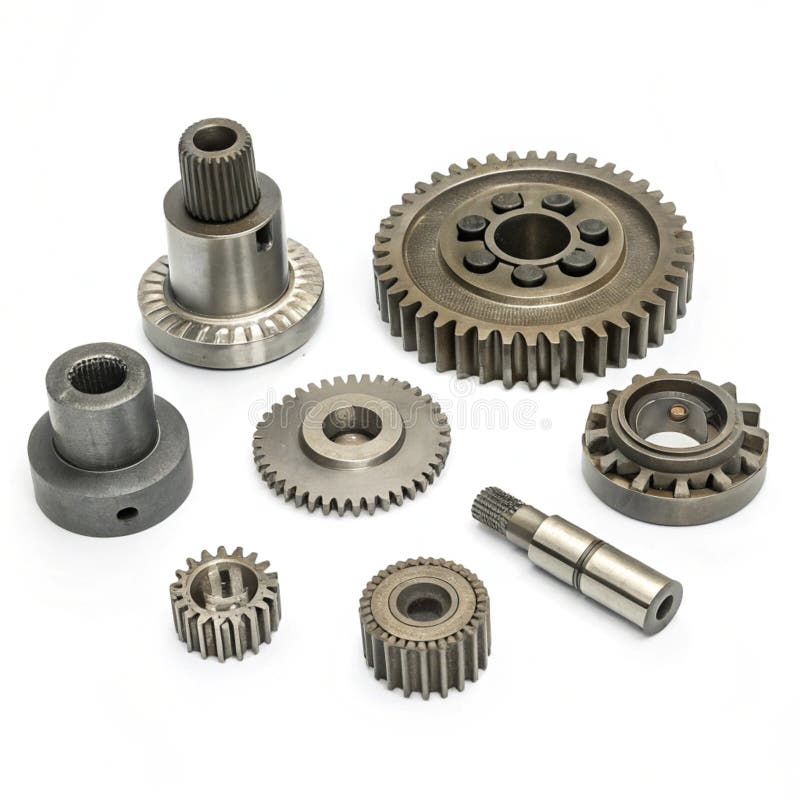 Machine Parts. Different Mechanical Details. Metal Gears. Pipe Valves ...