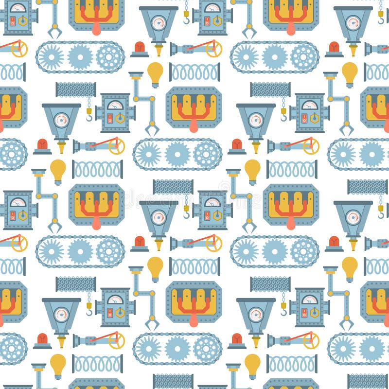 Machine Parts Mechanism Vector Mechanical Manufacturing Work Seamless ...