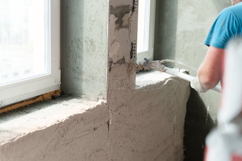 Machine Plastering. Plastering Pump for Automatically Spraying Plaster ...