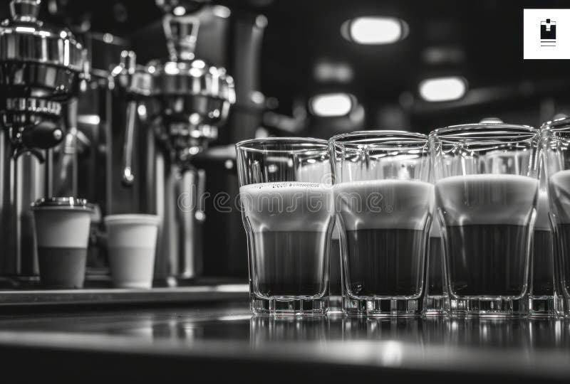 The Machine is Preparing Coffee for Cups with White Stock Photo - Image ...