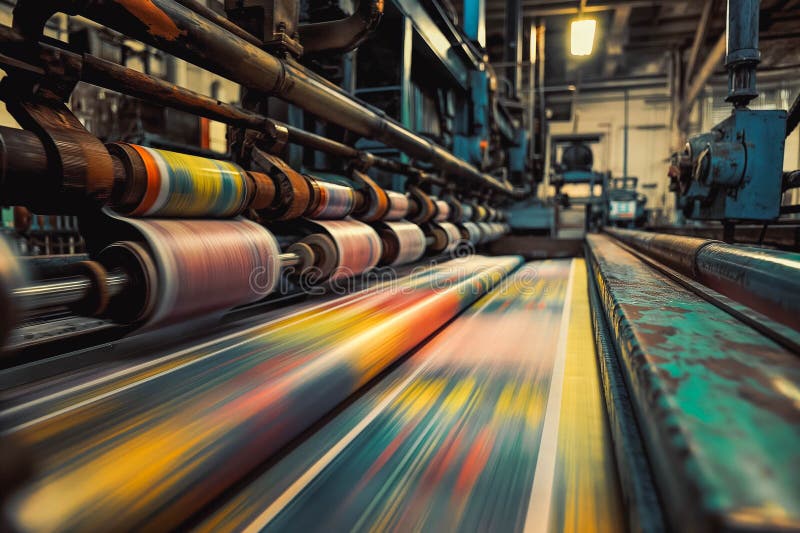 Machine Printing Colored Newspaper, Offset Printing Press, Printing in ...