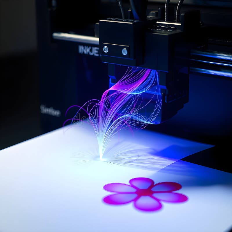 A Machine is Printing a Flower on a Piece of Paper Stock Illustration ...