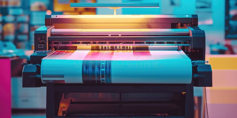 A Machine Printing a Large Sheet of Paper. Suitable for Printing ...