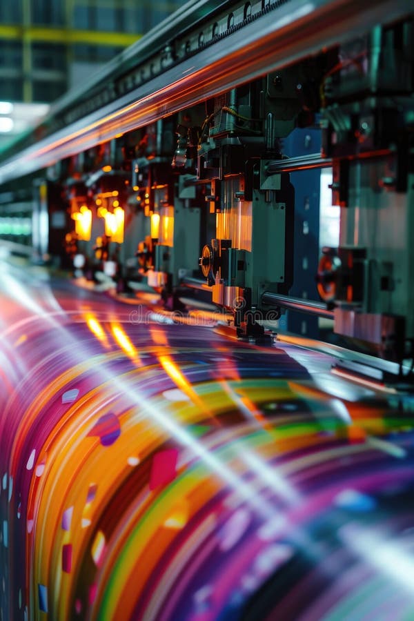 A Machine Printing a Rainbow Colored Shirt. Suitable for Fashion ...
