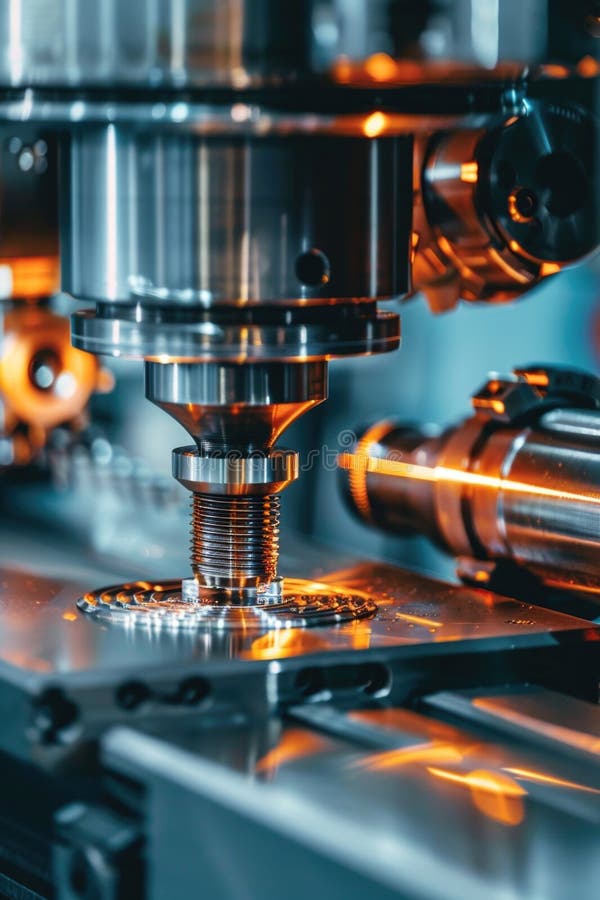 Machine is in Process of Creating Piece of Metal Stock Photo - Image of ...