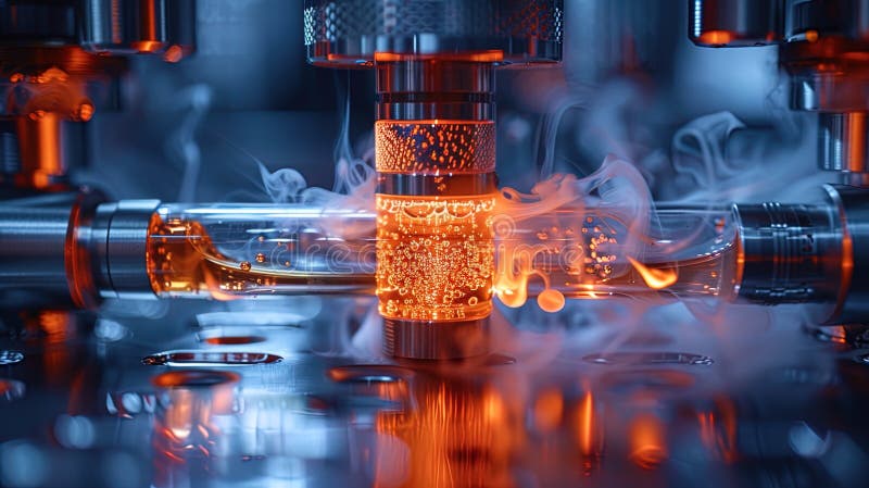A Machine is in the Process of Melting a Metal Object Stock Photo ...