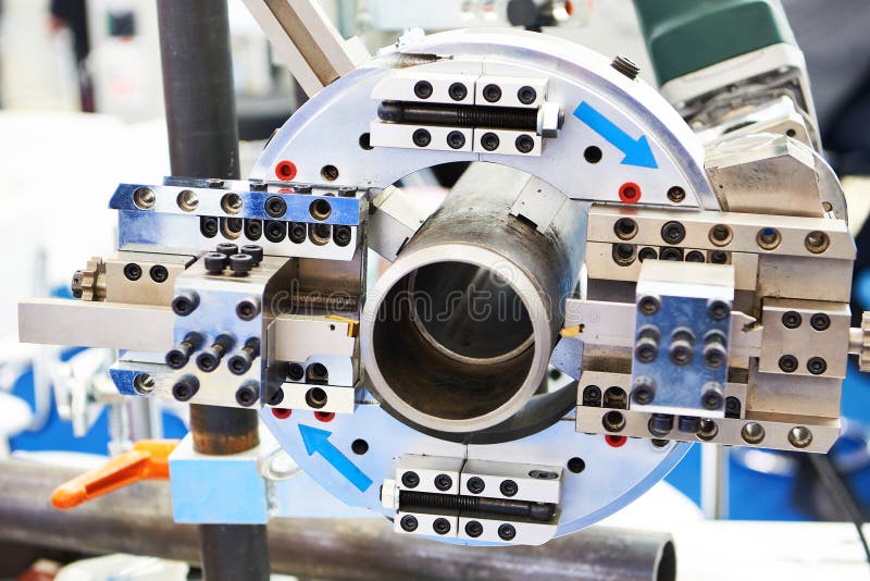 Machine for Processing and Cutting Metal Pipes Stock Photo - Image of ...
