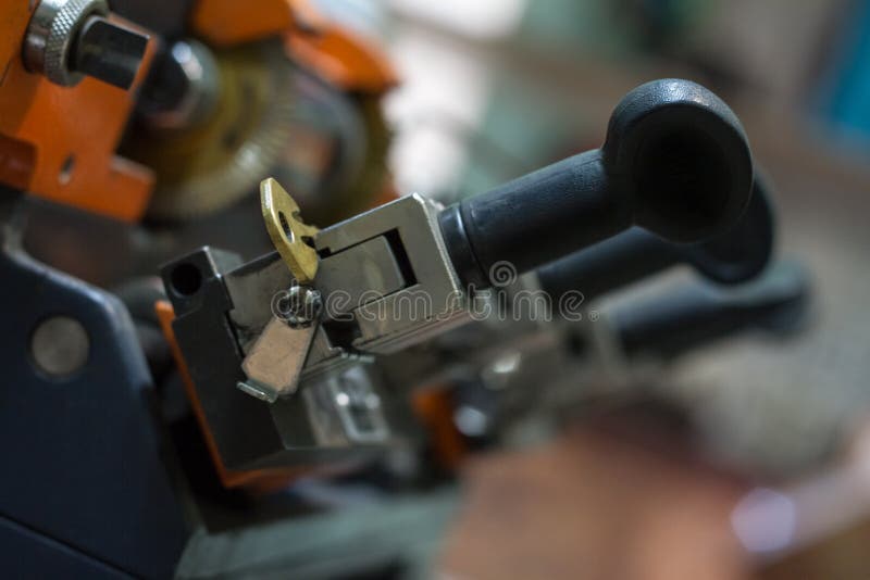 Machine Production of Duplicate Metal Key. Stock Image - Image of ...