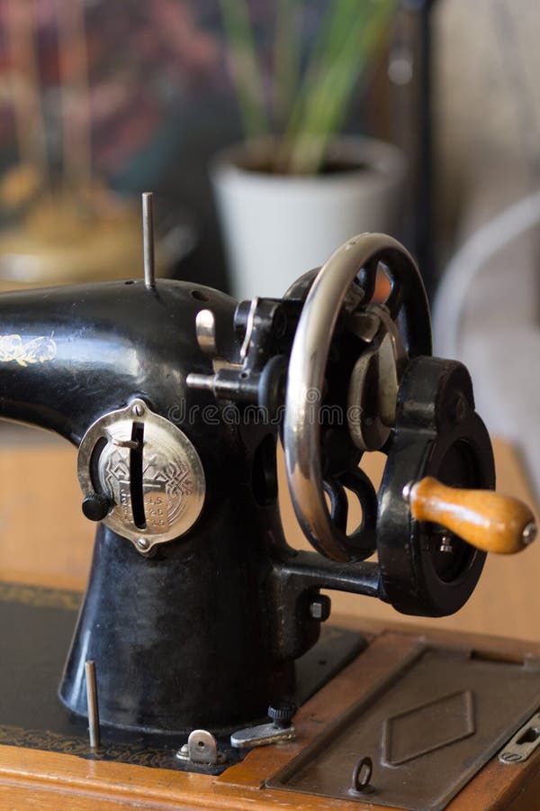 Machine Pulley with Wooden Handle As Part of the Old Manual Sewing ...