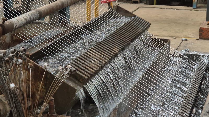 Machine Pulling Galvanized Wire in Production Process in Industrial ...