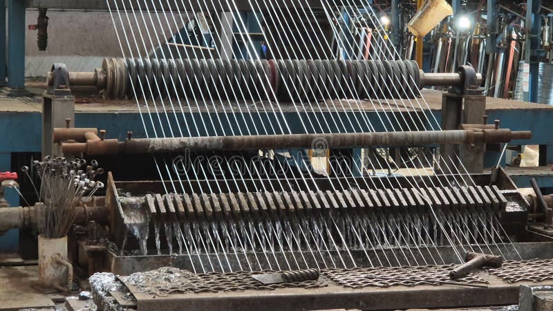 Machine Pulling Galvanized Wire in Production Process in Industrial ...