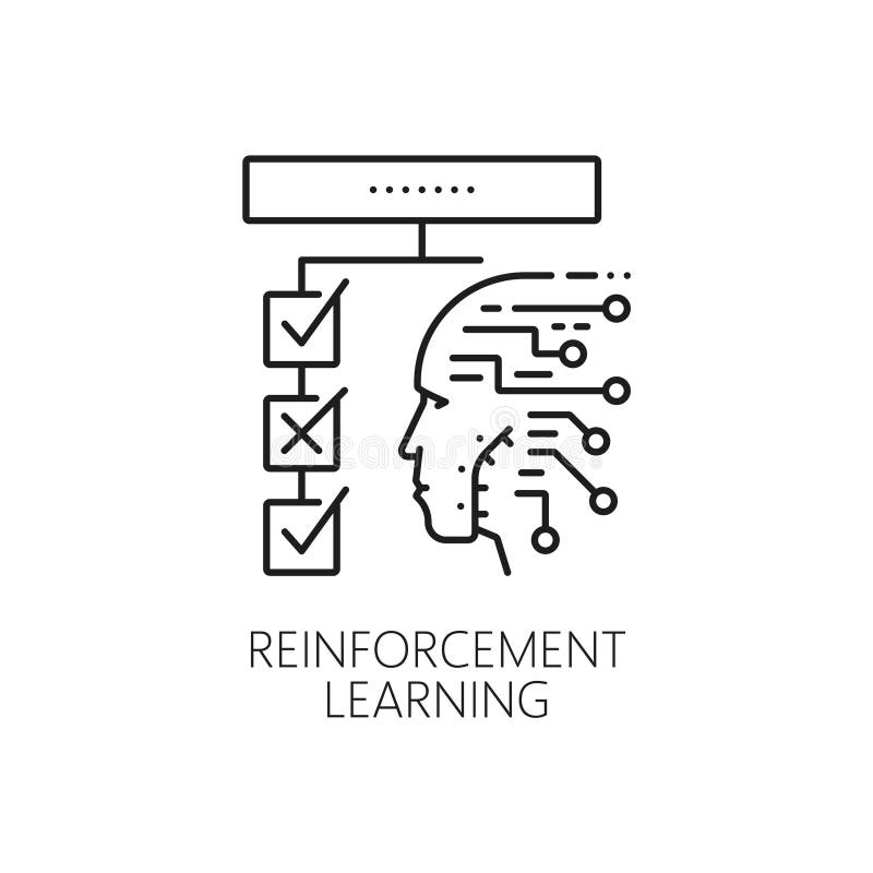 Machine Reinforcement Learning, AI Algorithm Icon Stock Vector ...