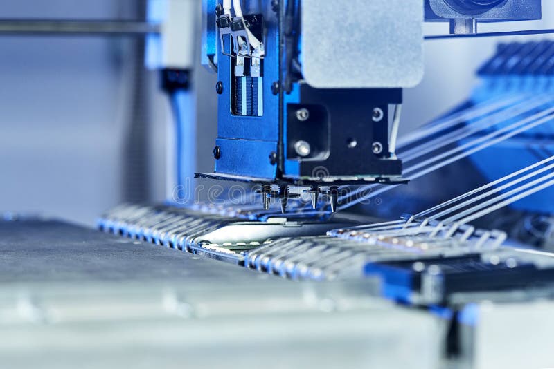 Machine Robot for the Production of Computer Boards. Electronic Chips ...