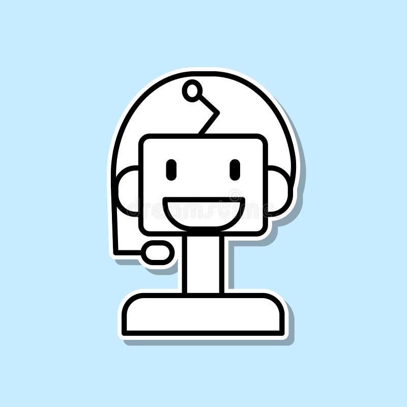 Machine Robot Smart Sticker Icon. Simple Thin Line, Outline Vector of ...