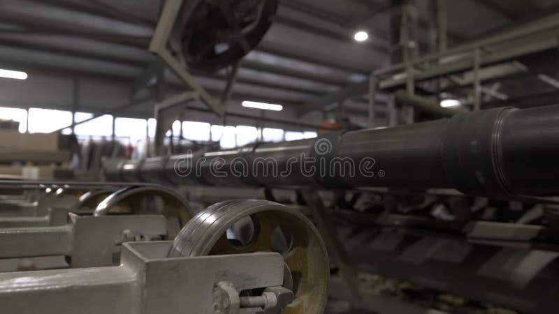 Machine Rollers Move Flat Paper Sheets through Spacious Hall Stock ...