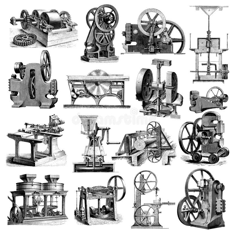 Vintage Machine Illustrations - a Set of 16 Stock Illustration ...