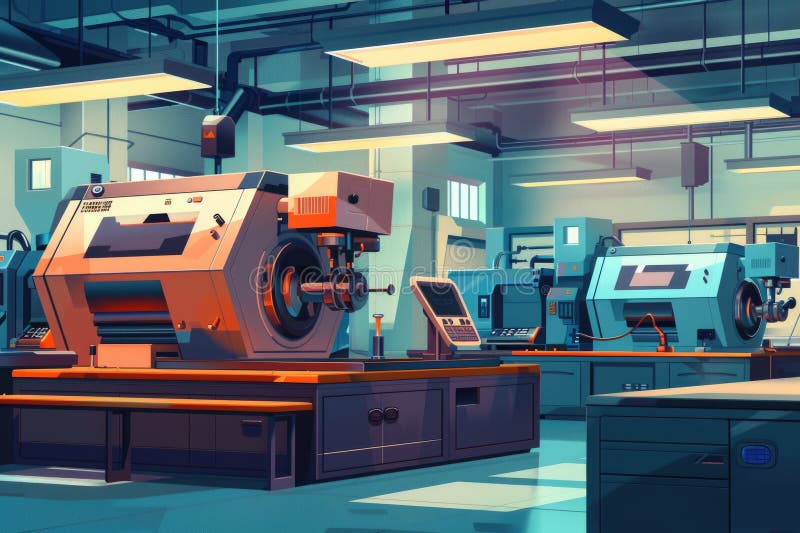 A Machine Shop with Various Industrial Machines. Suitable for ...