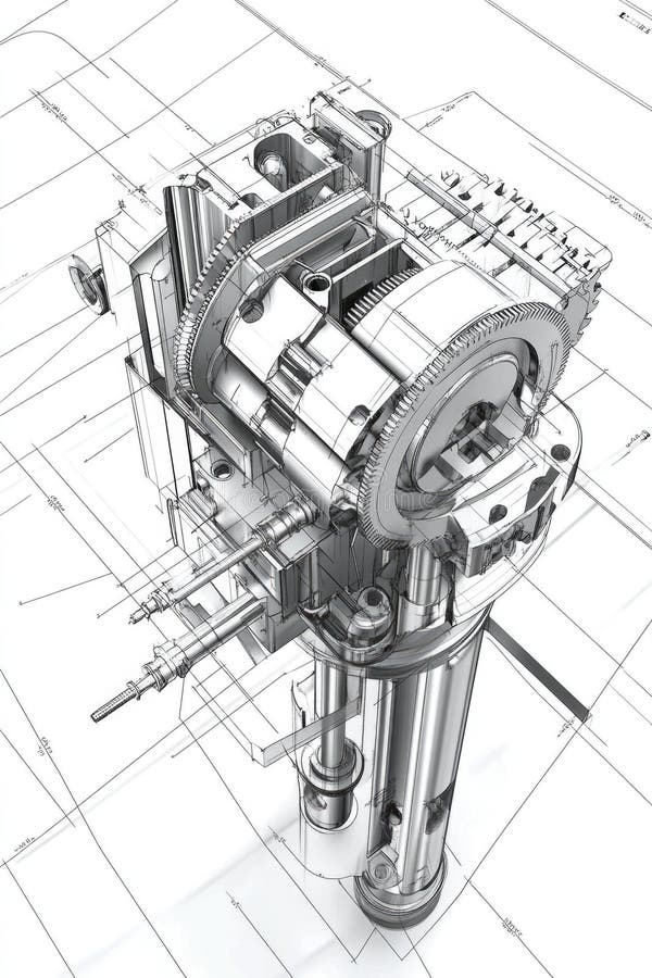 A Machine Sits Atop a Detailed Blueprint, Ready for Assembly or ...