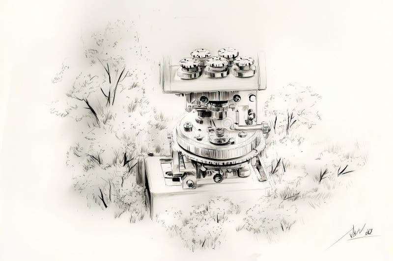 Machine Sketch: a Detailed Representation of a Machine, Showcasing Its ...