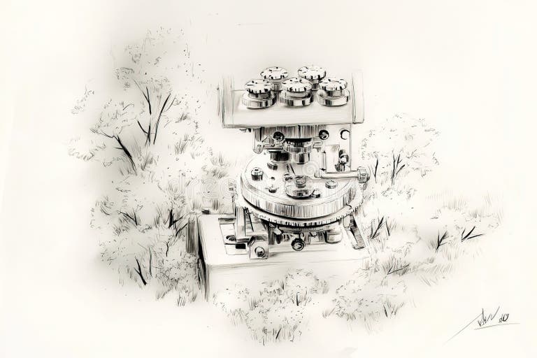 Machine Sketch: a Detailed Representation of a Machine, Showcasing Its ...