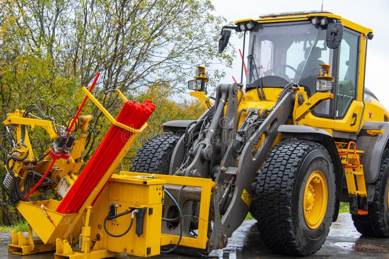 Snow Poles Marking stock image. Image of road, norway - 385273387
