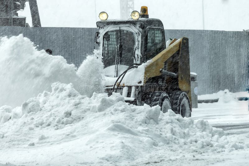 Machine for Snow Removal Cleans the Road Stock Photo - Image of storm ...