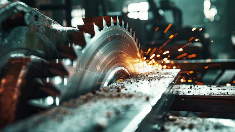 A Machine with Sparks Flying As it Processes a Metal Product with a ...