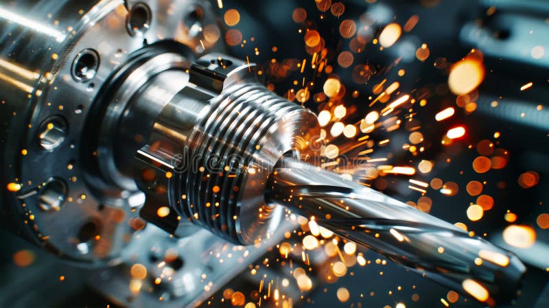 A Machine with Sparks Shooting Out As it Processes a Metal Product with ...