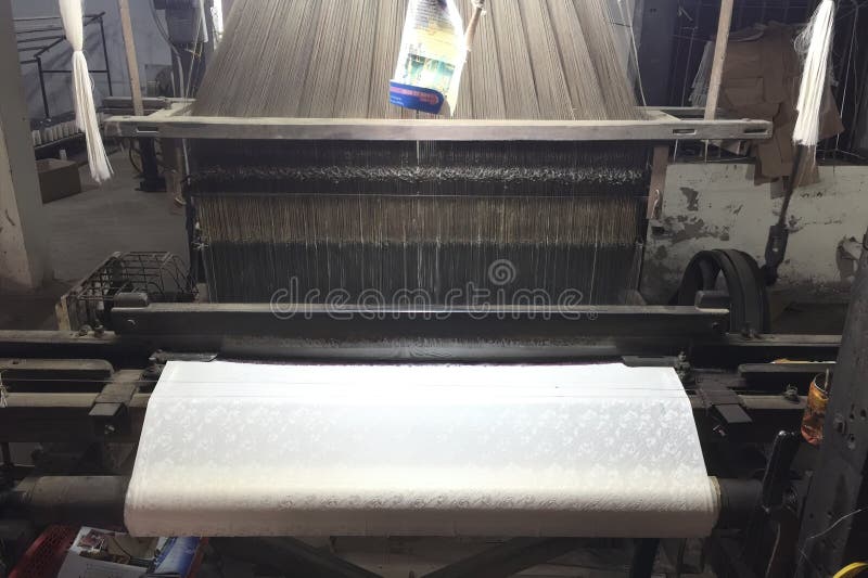 A Machine is Spinning a White Fabric in Hanoi Vietnam Editorial Stock ...